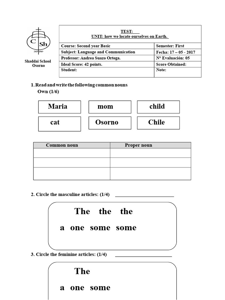 Test Nouns Second | PDF