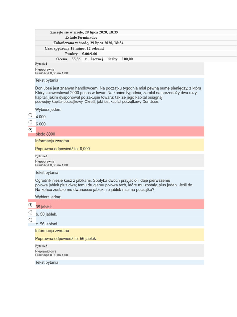 kwestionariusz 2 | PDF