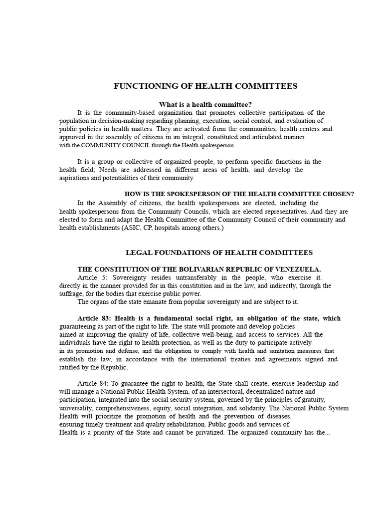 Health Committees 1 | PDF | Public Health | Government