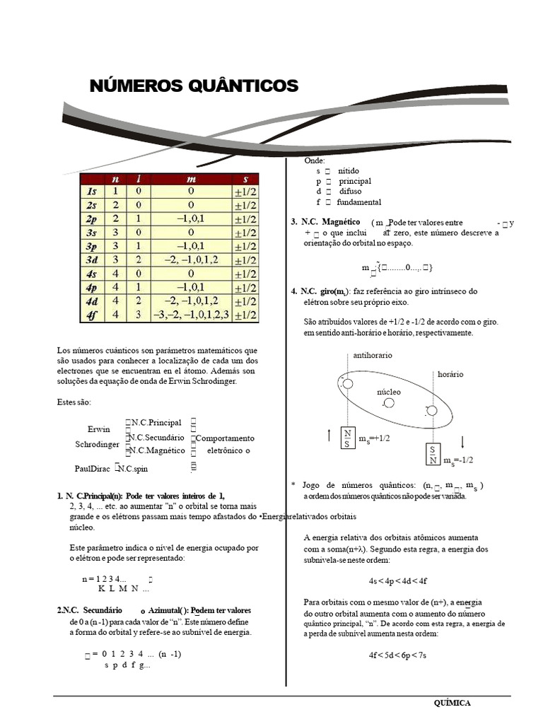 Números Quânticos e Suas Aplicações | PDF | Elétron | Spin (Física)