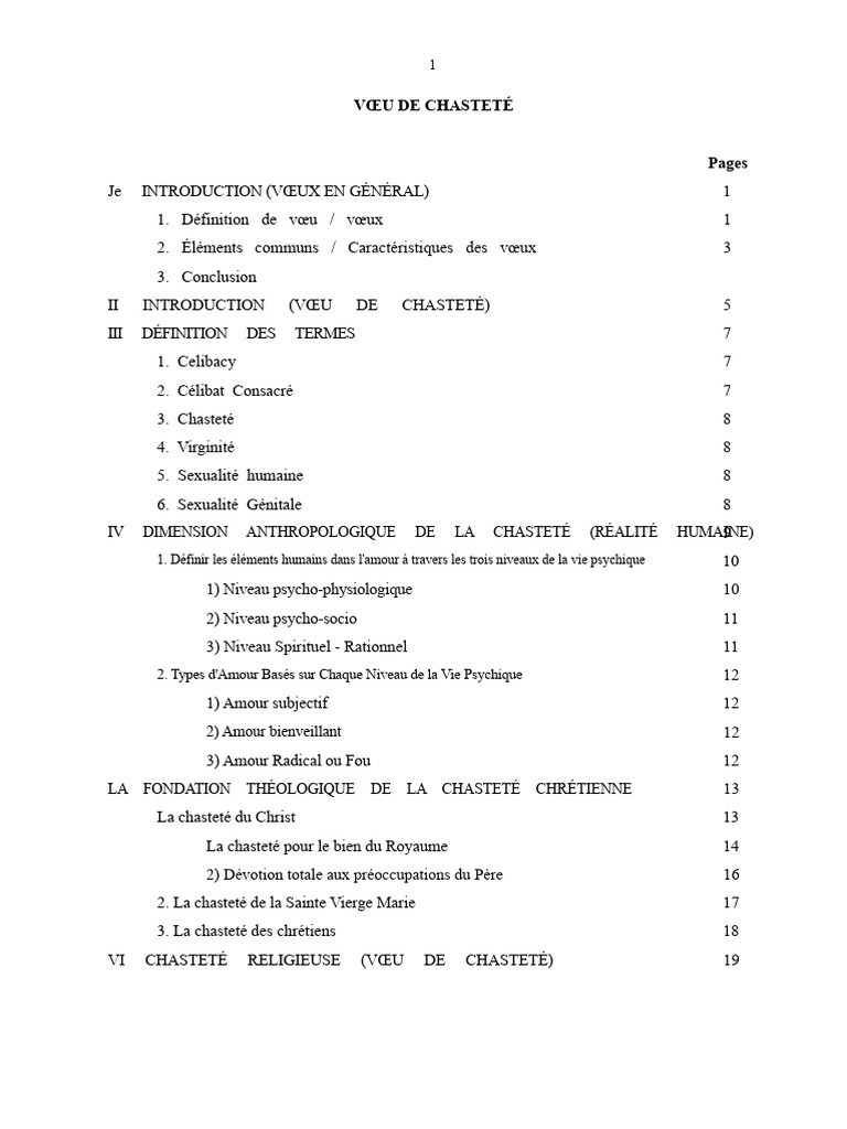 Vœu de Chasteté : Définitions et Dimensions | PDF | Chasteté | Amour