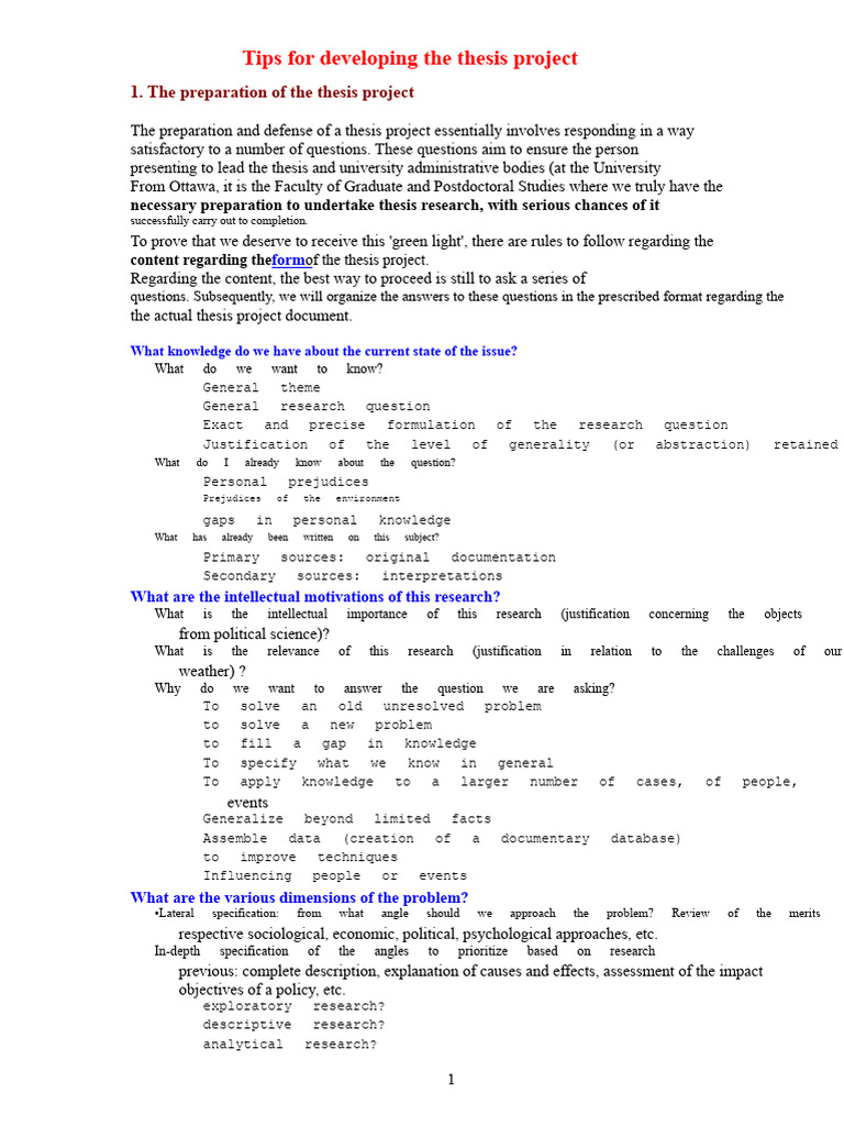 Thesis Project Development Guide | PDF | Hypothesis | Thesis