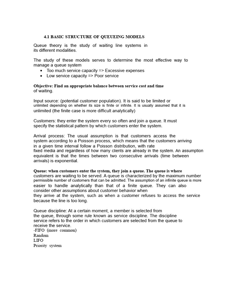 Basic Structure of Queueing Models | PDF | Applied Mathematics