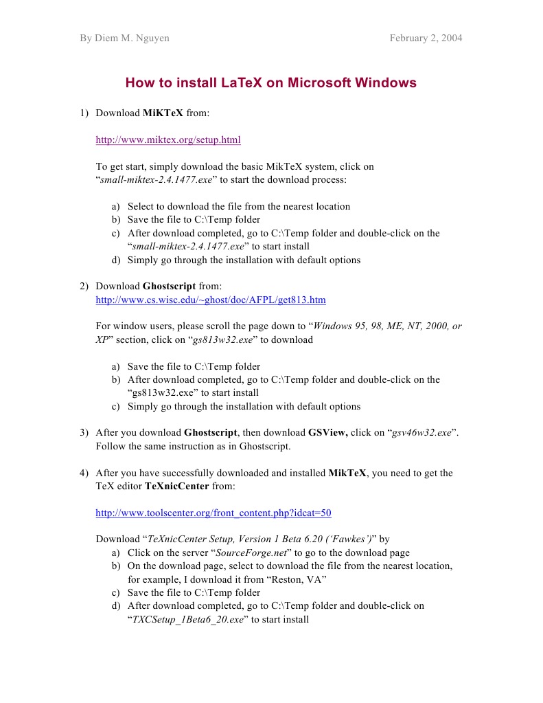 MikTeX Install Instruction | PDF | Double Click | Portable Document Format