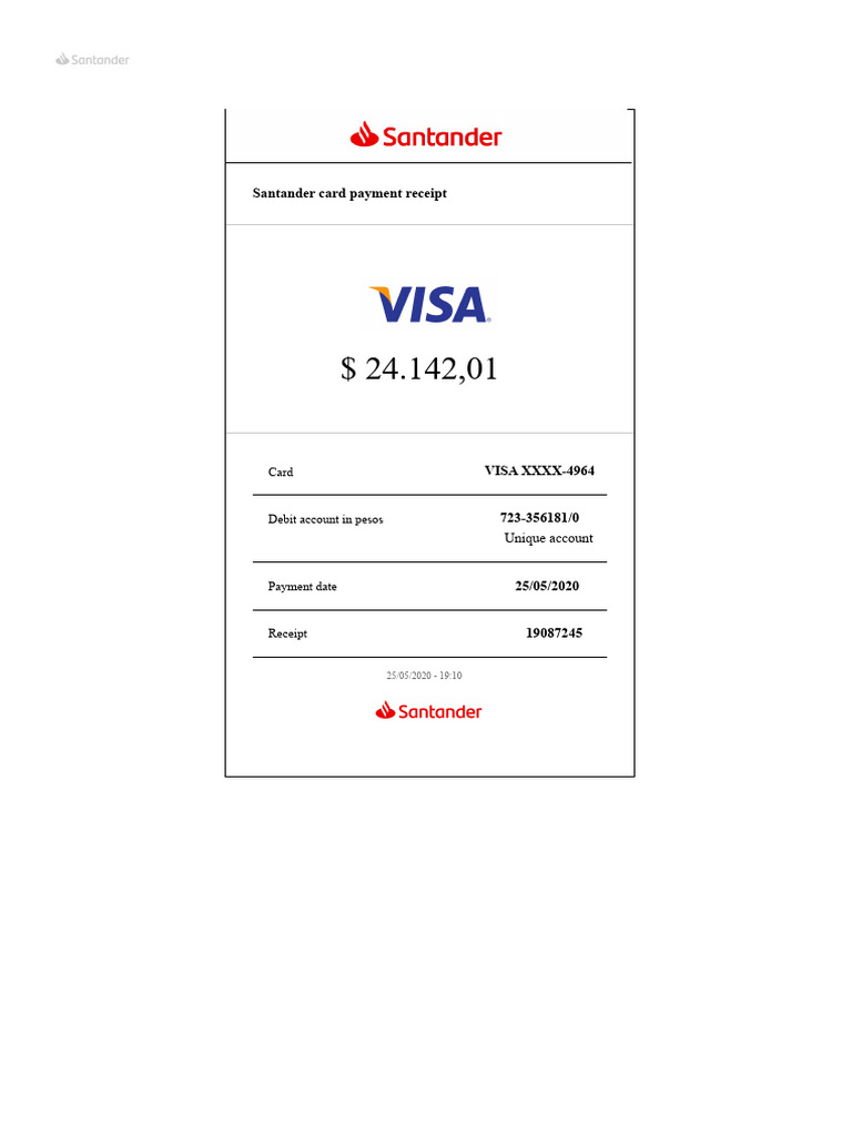 Santander Card Payment Receipt | PDF