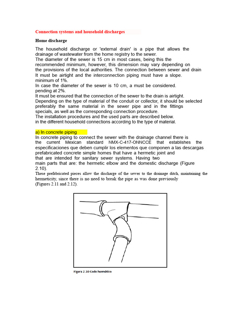 Connection Systems and Home Discharges | PDF | Sanitary Sewer | Pipe ...