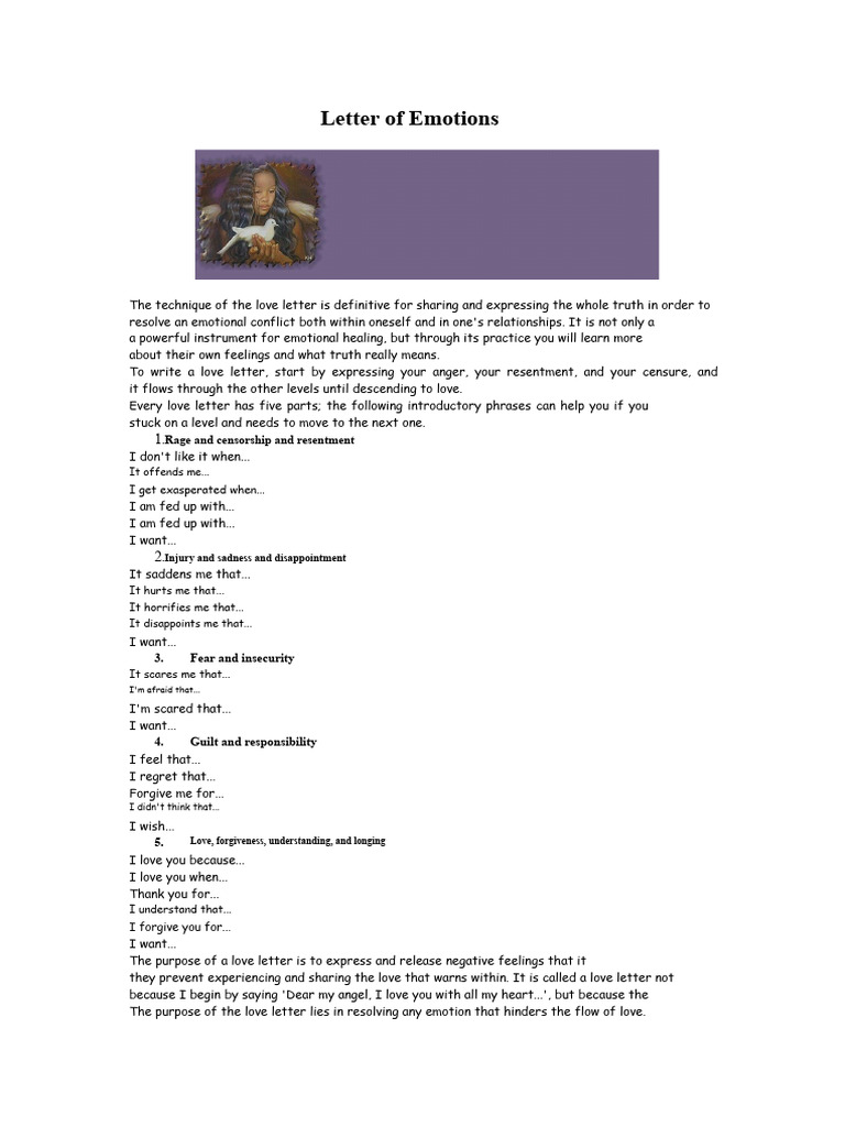 Letter of Emotions | PDF | Anger | Love