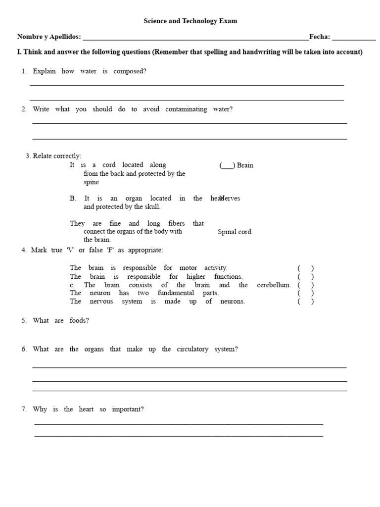 Science and Technology Exam | PDF | Brain | Central Nervous System