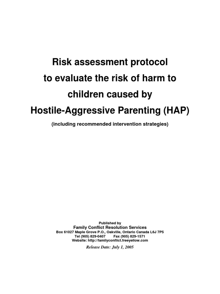 Draft Assessment HAP - Risk Assessment Protocol To Evaluate The Risk of ...