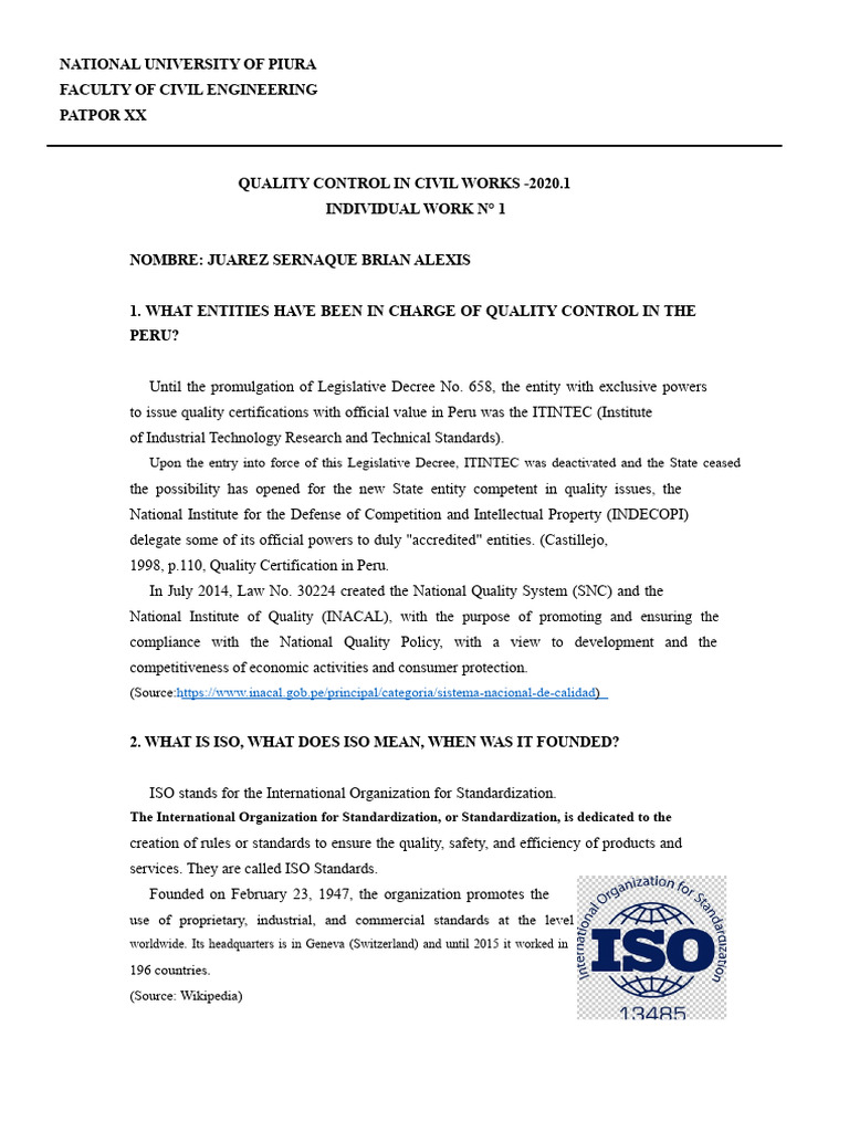 Quality Control in Civil Works | PDF | Quality Management System ...