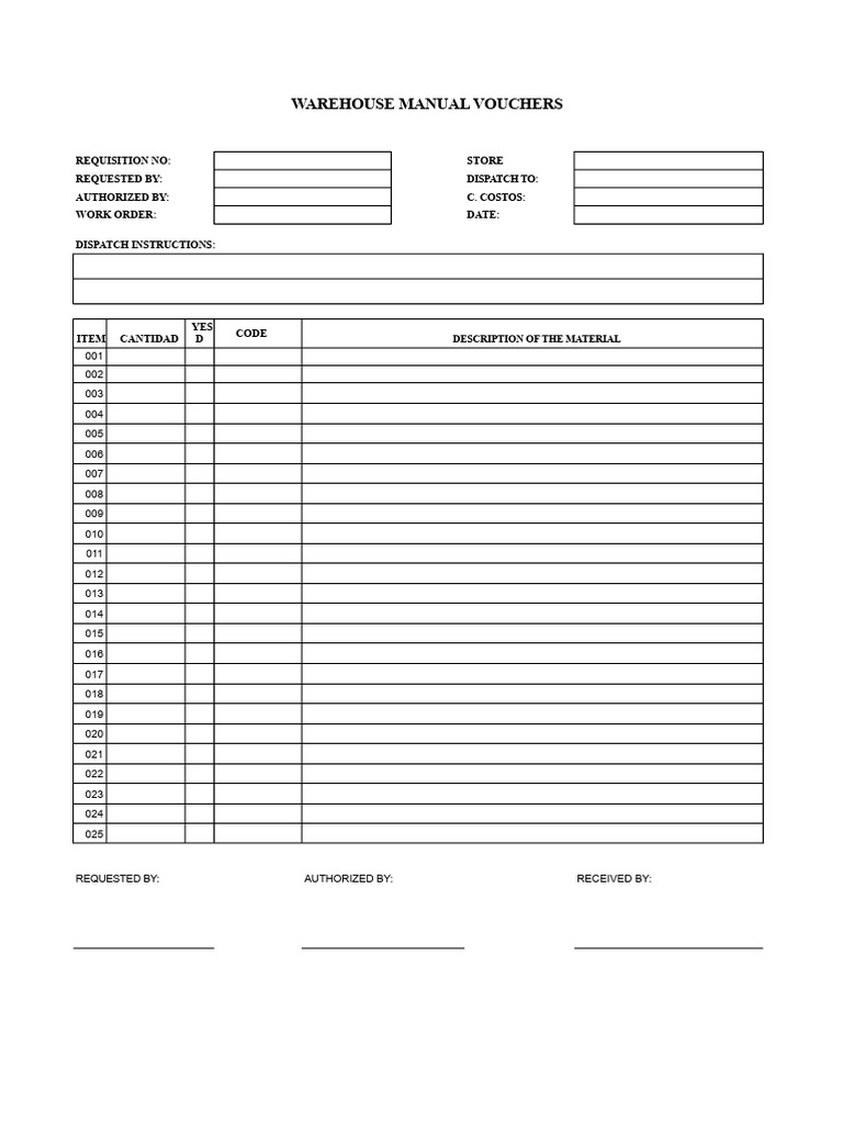 Warehouse Manual Voucher Format | PDF