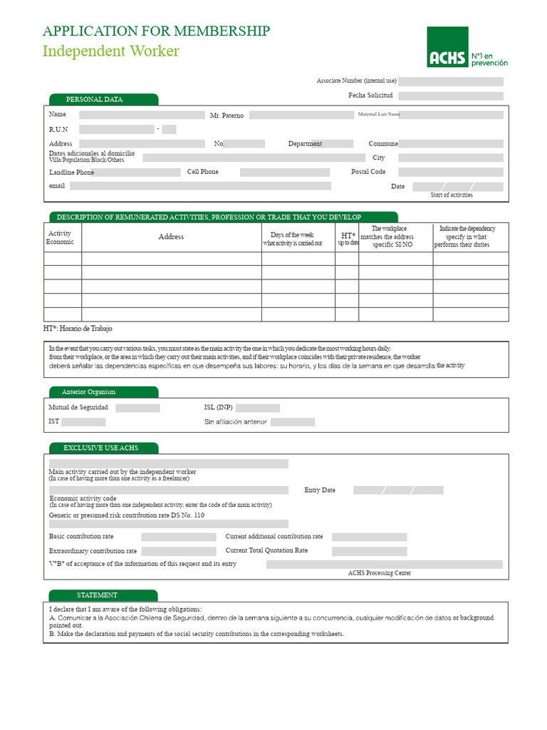 Independent Worker Membership Application | PDF