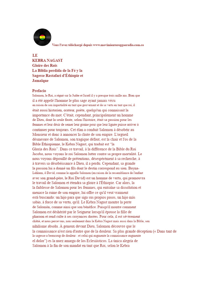 Kebra Nagast : Histoire de Salomon et Éthiopie | PDF | Salomons | Arche ...