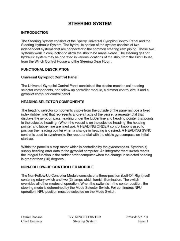 Steering System | PDF | Rudder | Switch