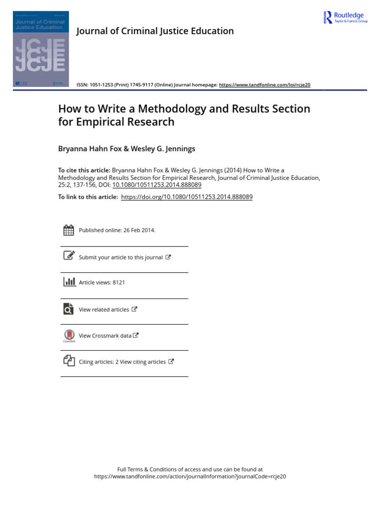 How To Write A Methodology and Results Section For Empirical Research ...