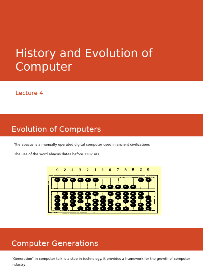 Lec 4 History and Evolution of Computer | PDF