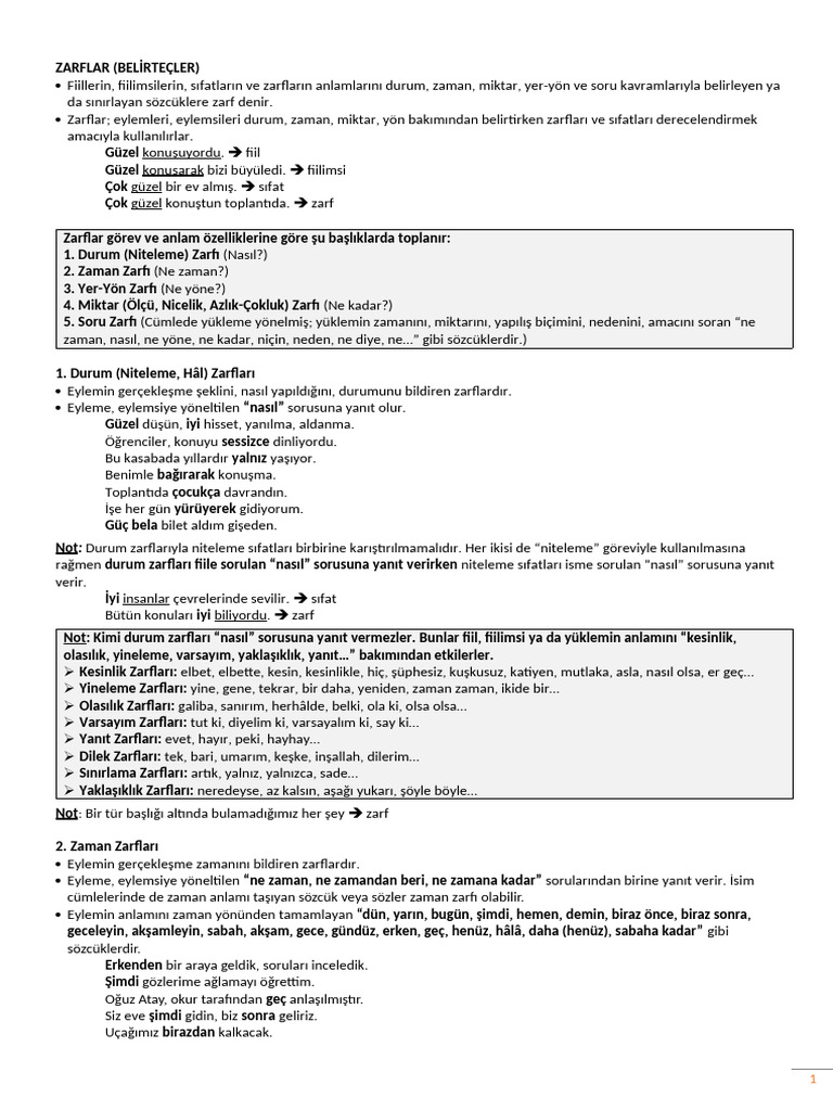 8. Zarflar (Belirteçler) | PDF