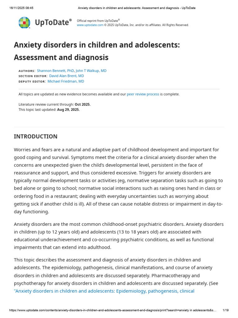 Assessing Anxiety Disorders in Youth | PDF | Mental Disorder | Anxiety ...