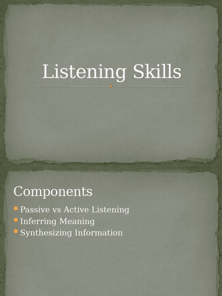 Listening Skills | PDF | Communication | Behavior Modification