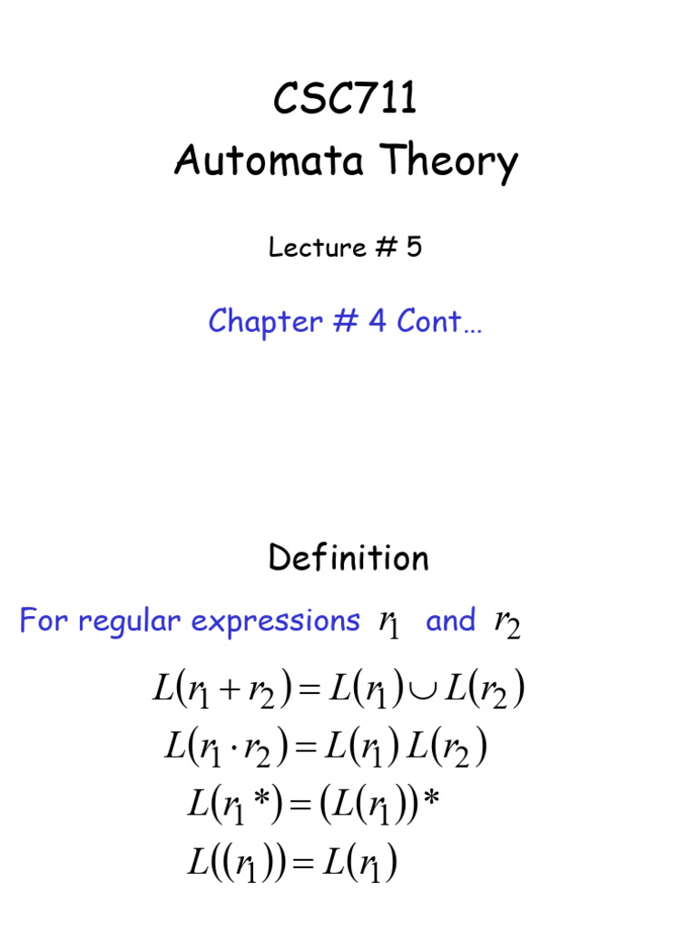 Lec-05 Regular Expressions Cont | PDF | Mathematics | Mathematical Logic