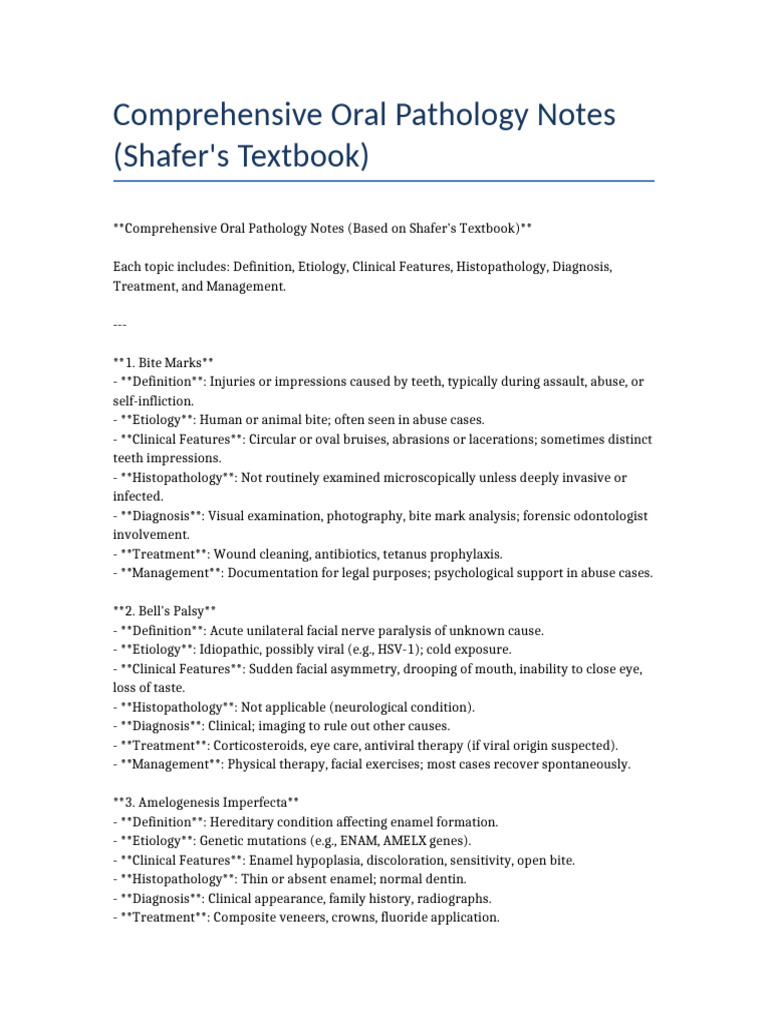 Oral Pathology Notes Shafer | PDF | Medical Specialties | Diseases And ...