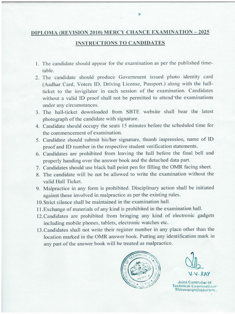 Mercy Exam Instructions | PDF