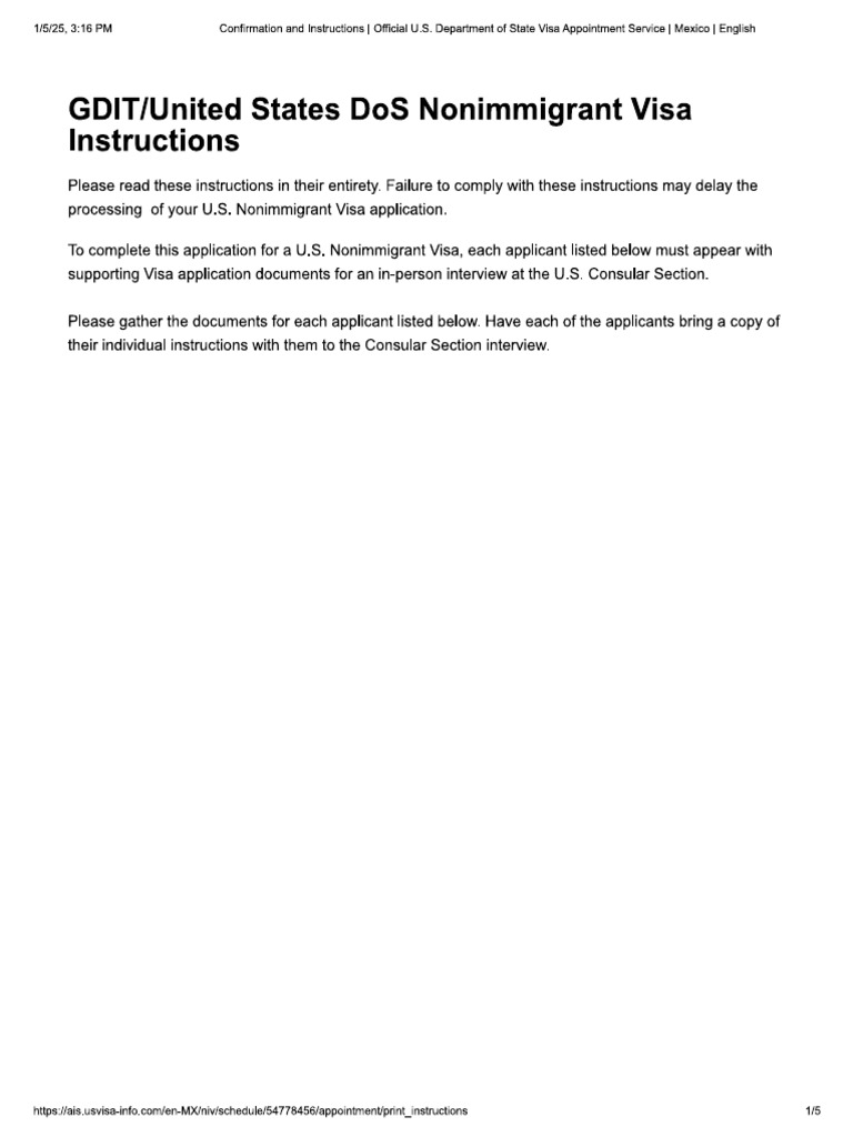 Visa Appointment Instructions | PDF