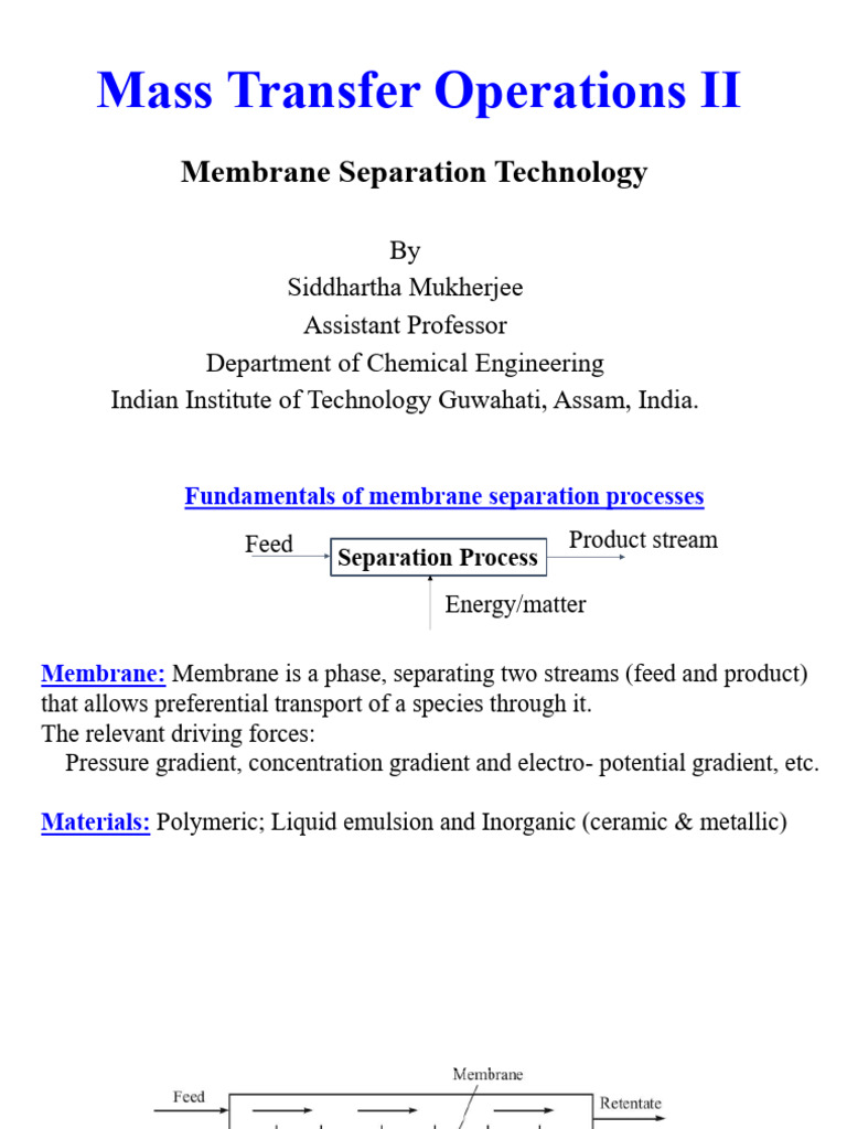 CL301 Membrane Separation Part1 | PDF | Membrane | Membrane Technology