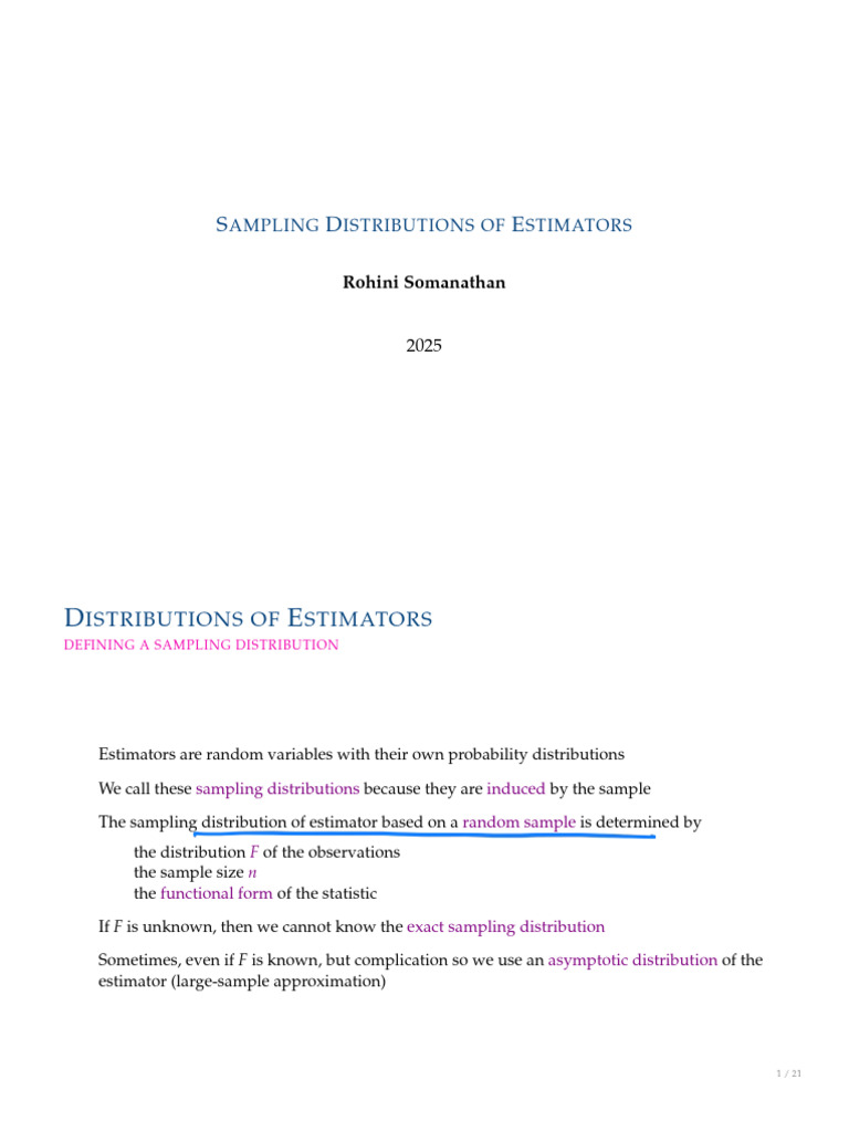 Sampling Distributions of Estimators | PDF | Estimator | Probability ...