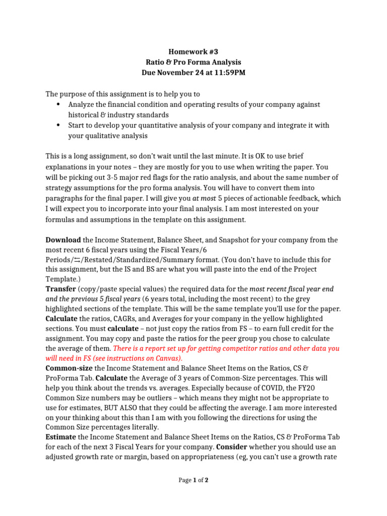 Homework#3 - Ratio & ProForma Analysis | PDF | Price–Earnings Ratio ...