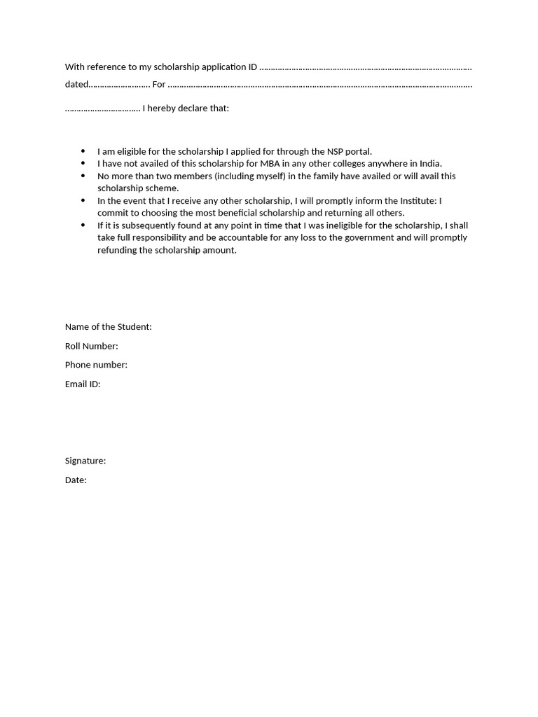 Declaration For NSP | PDF