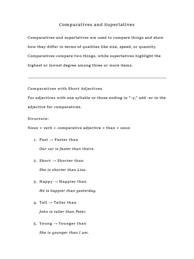 Understanding Comparatives and Superlatives | PDF | Adjective | Linguistics