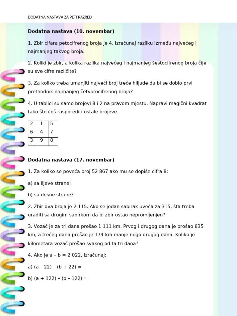 Dodatna Nastava | PDF