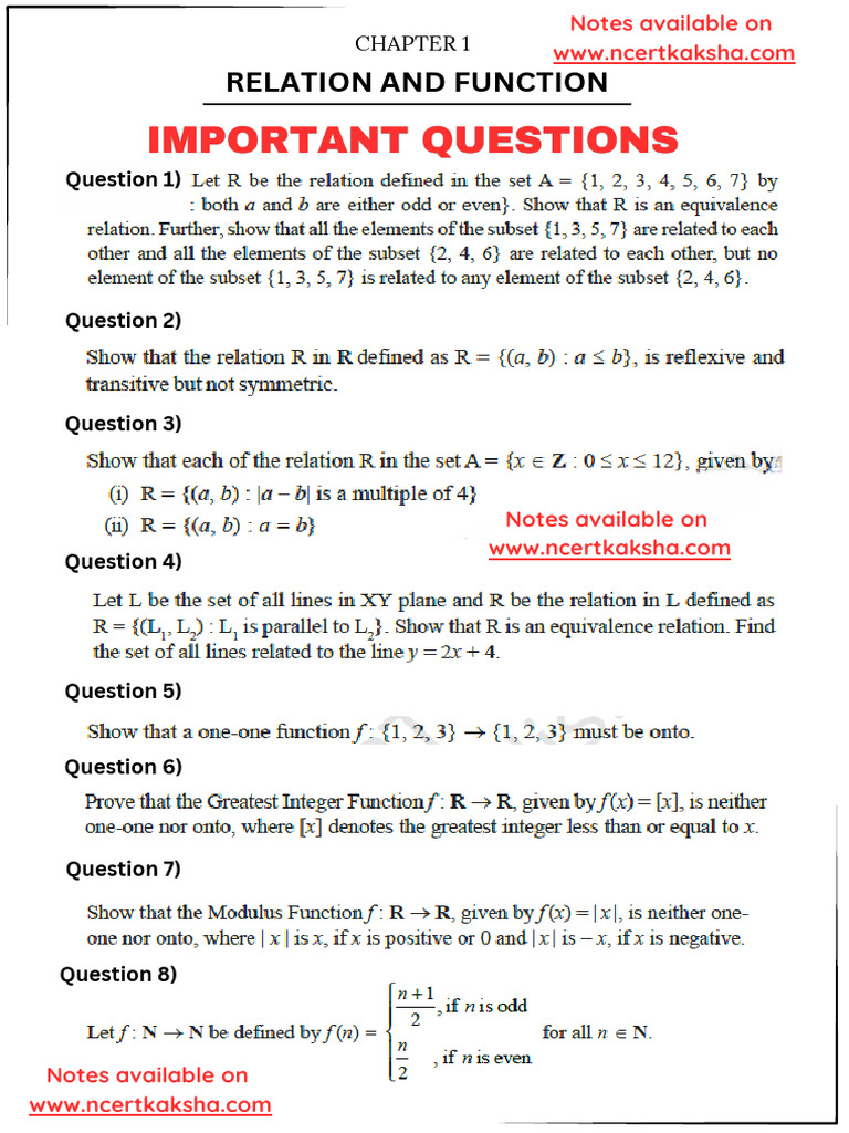 Maths Ch 1 Imp Questions | PDF