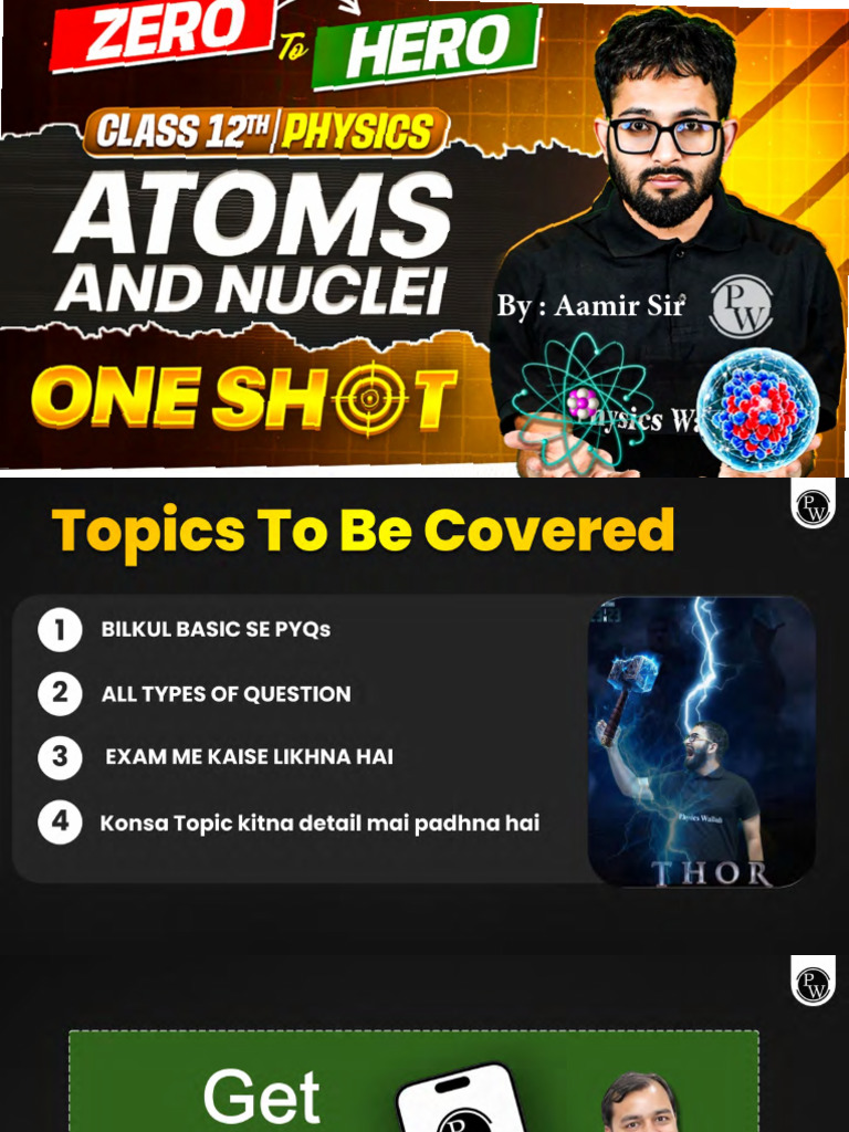 Atoms and Nuclei - Class Notes | PDF