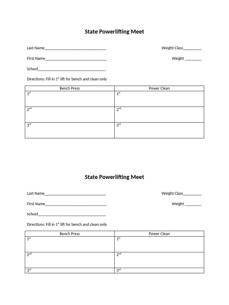 State Powerlifting Meet Athlete Card (1) | PDF