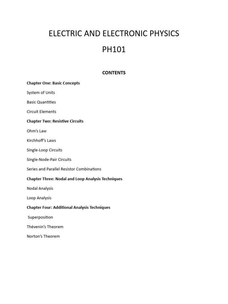 Electric and Electronic Physics | PDF
