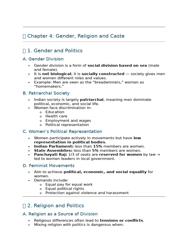 class 10 politics chapter 3 notes | PDF | Caste | Dalit