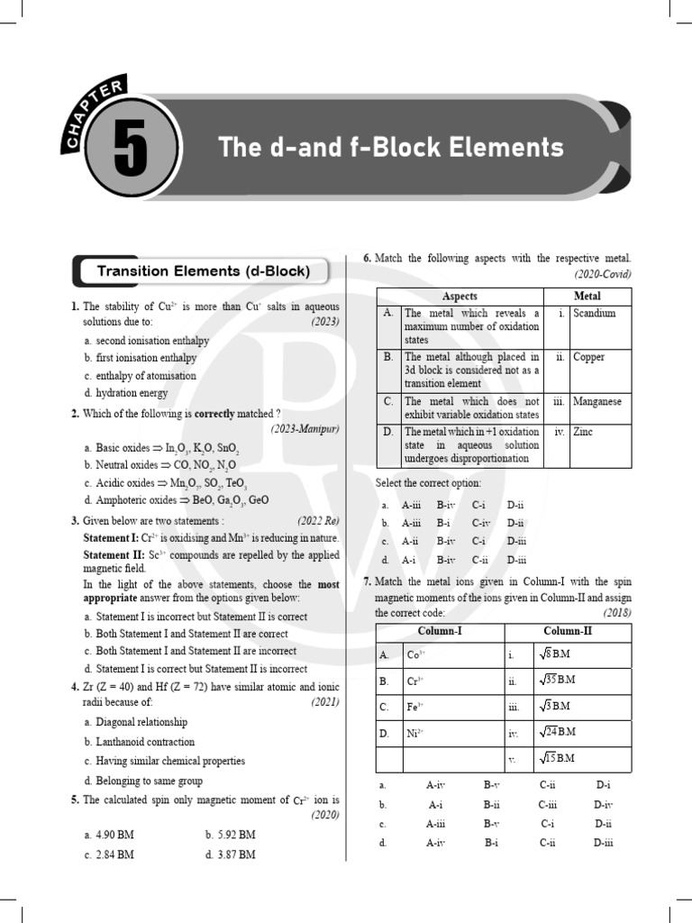 11_The D-And F-Block Elements | PDF | Lanthanide | Transition Metals
