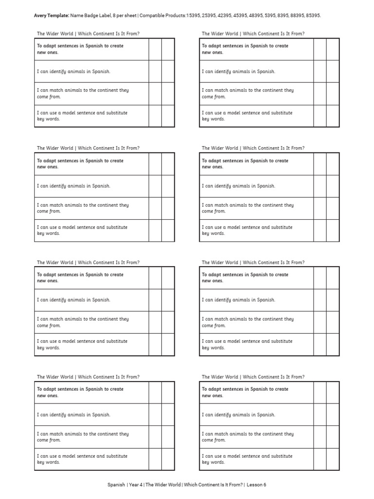 Success Criteria Grid - Which Continent Is It From | PDF | Geography