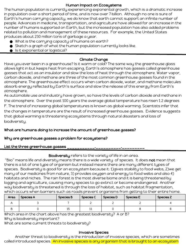 Human Impact Notes 2022 | PDF | Greenhouse Effect | Ph