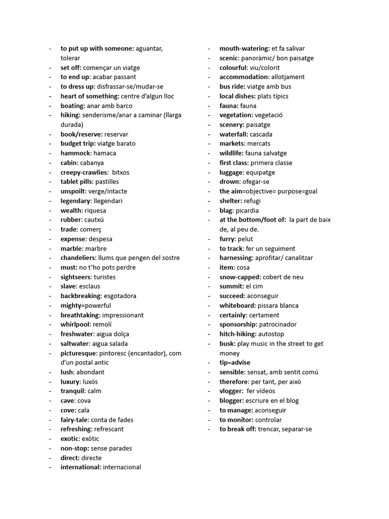 vocabulari U1+ U2 | PDF