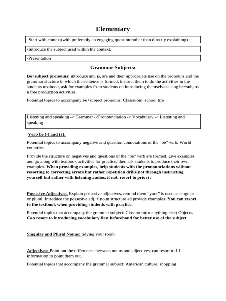 Grammar Subjects For Every Level | PDF | Subject (Grammar) | Verb