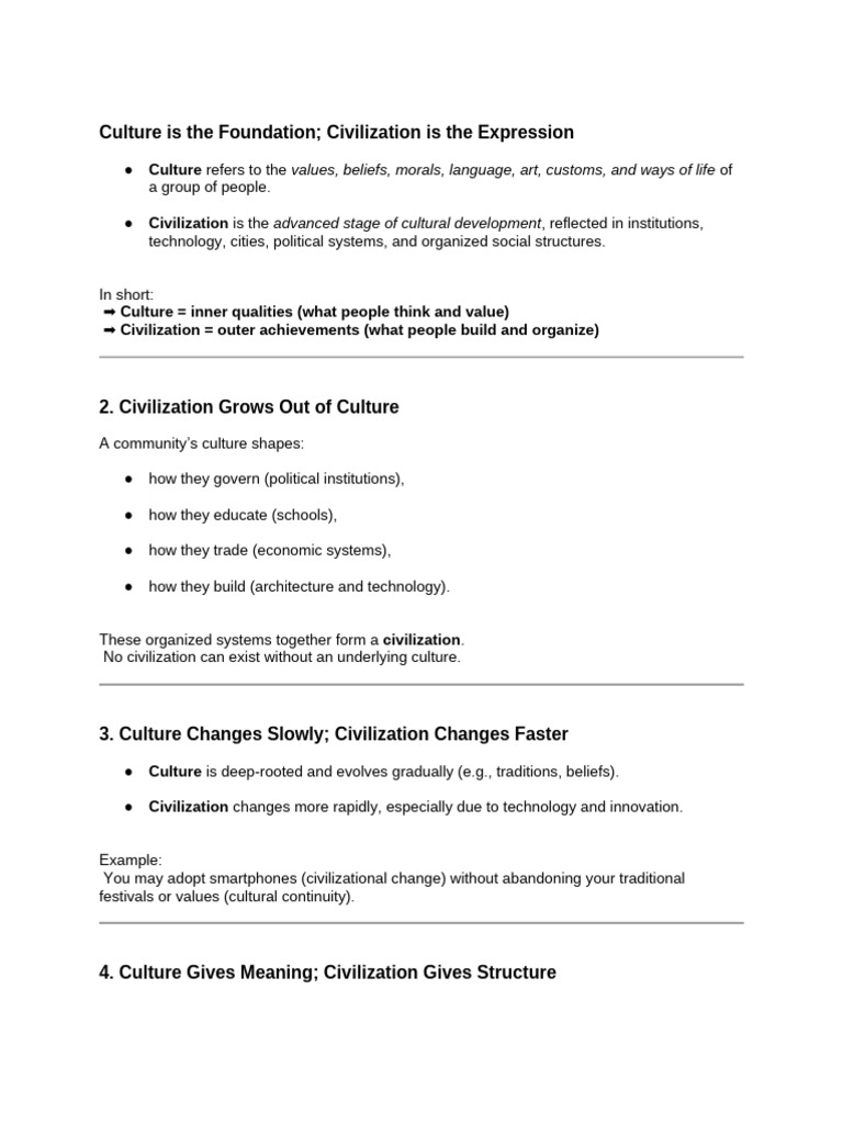 Culture Is The Foundation Civilization | PDF