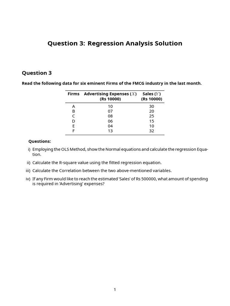 RegressionAnalysisQ3.Tex | PDF | Linear Regression | Ordinary Least Squares
