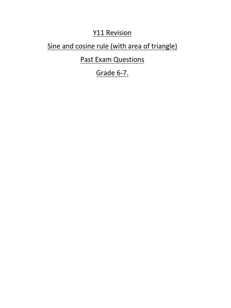 Y11 Sine & Cosine Rule Revision Guide | PDF | Area | Triangle