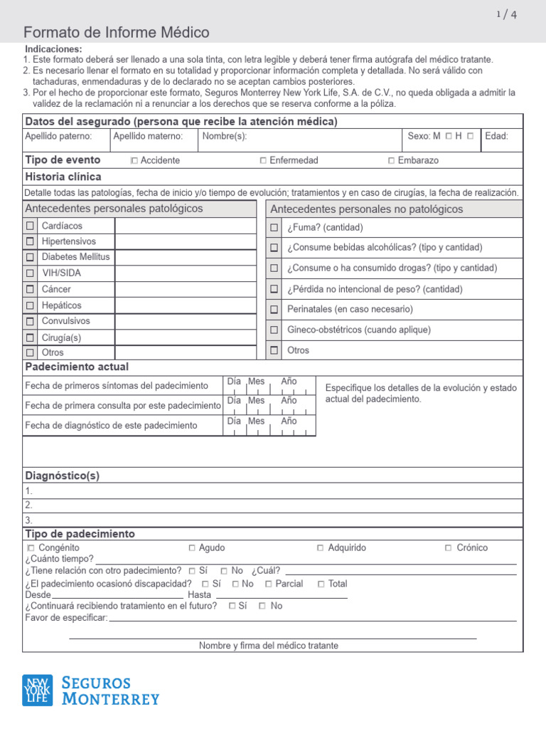 Formato de Informe Médico Detallado | PDF | Cuidado de la salud ...