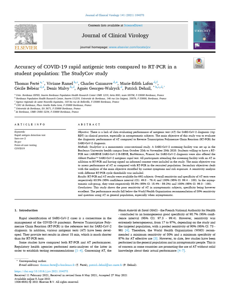 Accuracy of RAT vs PCR | PDF | Reverse Transcription Polymerase Chain ...