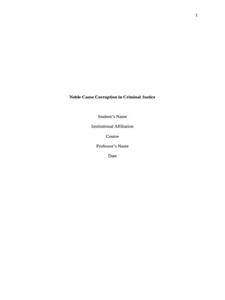 Noble Cause Corruption in Criminal Justice Final | PDF | Justice ...