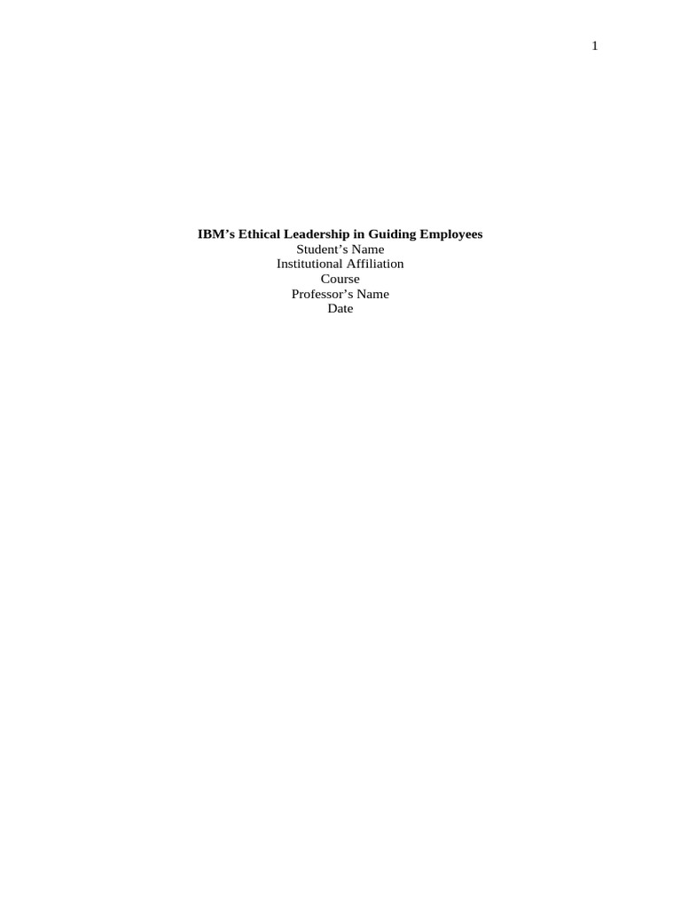 IBM Ethical Leadership | PDF | Corporate Social Responsibility | Leadership